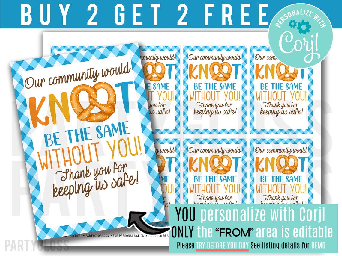 Editable Pretzel Appreciation Printable Tag | Thank You Pretzel Tags ...