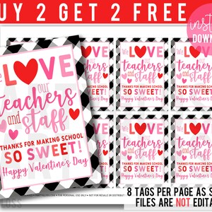 Teachers and Staff Valentine's Day Printable Appreciation Tags, Teacher ...