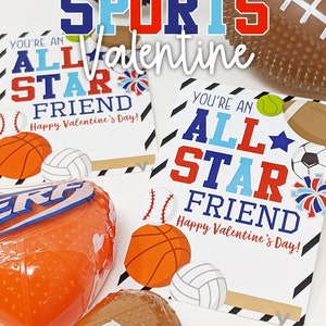 Sports Valentine's Day Printable Tags All Star Friend Valentine ...