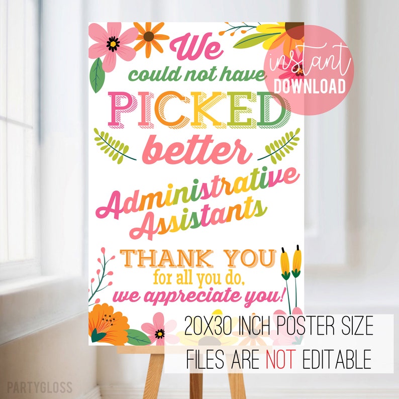 Administrative Assistant Appreciation Printable Poster Design ...