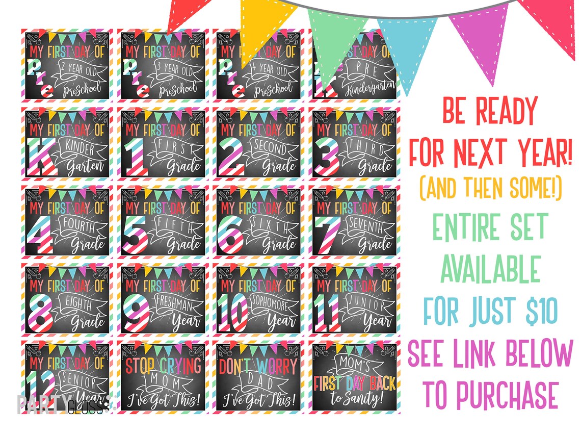 First Day of Third Grade 8x10 Printable Sign, Back to School Sign 3rd ...