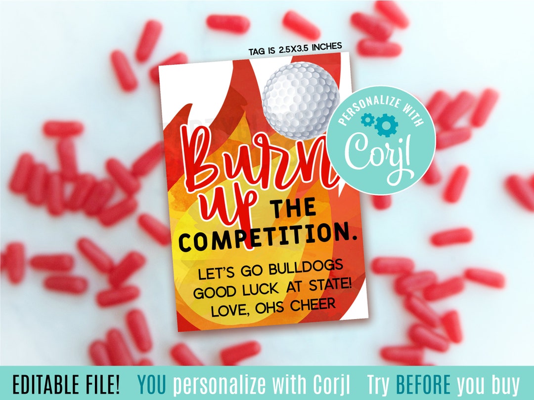 Editable Golf Burn up the Competition Printable Gift Tags Tournament ...