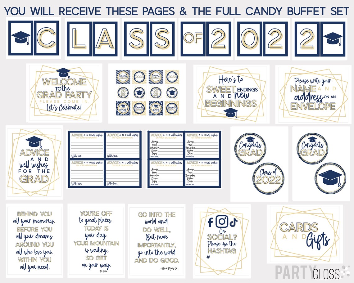 Graduation Printable Package Grad Party Decor Class of - Etsy