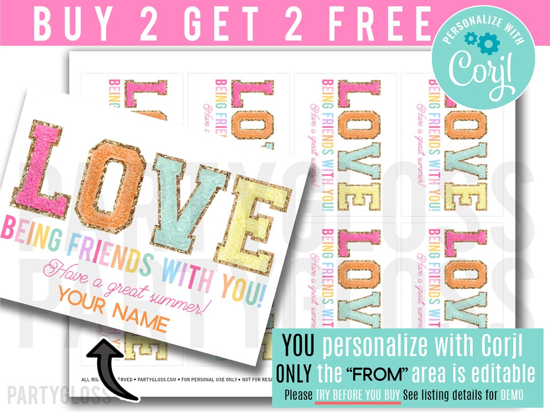 Editable Fuzzy Letter Patch End of the Year Printable Tags Love Being ...