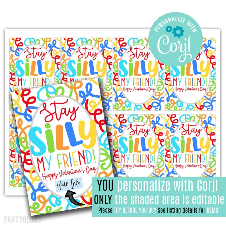 Editable Valentine's Day Printable Tags Silly With You Crazy Straw ...