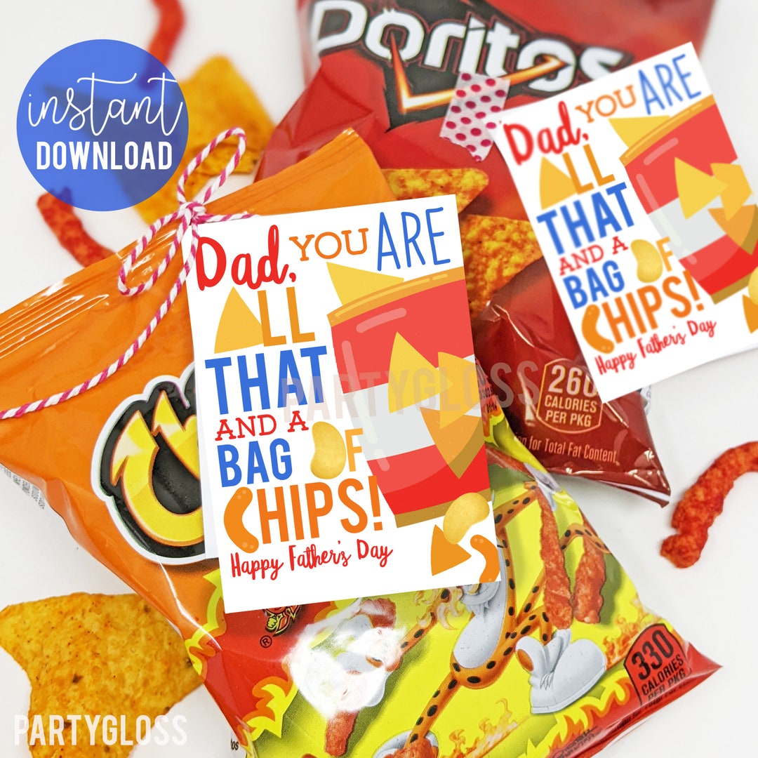 Father's Day Printable Tags Funny Dad Tag All That and A Bag of Chips ...