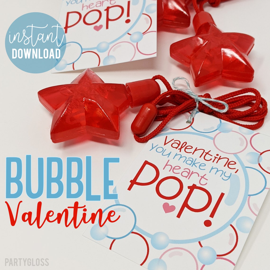 Bubbles Valentine's Day Printable Tags Bubble Valentine - Etsy