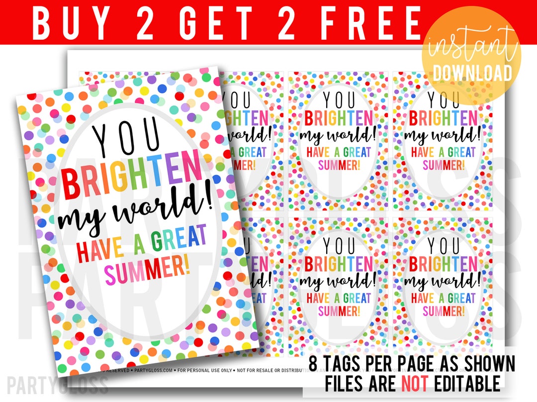 Colorful Art Crayon End of the Year Printable Tags Non Food Rainbow ...