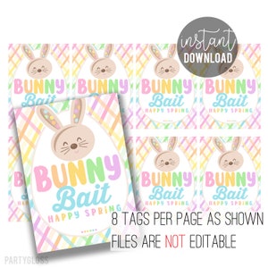 Bunny Bait Printable Tags Happy Spring Tag Easter Basket Treats Office ...
