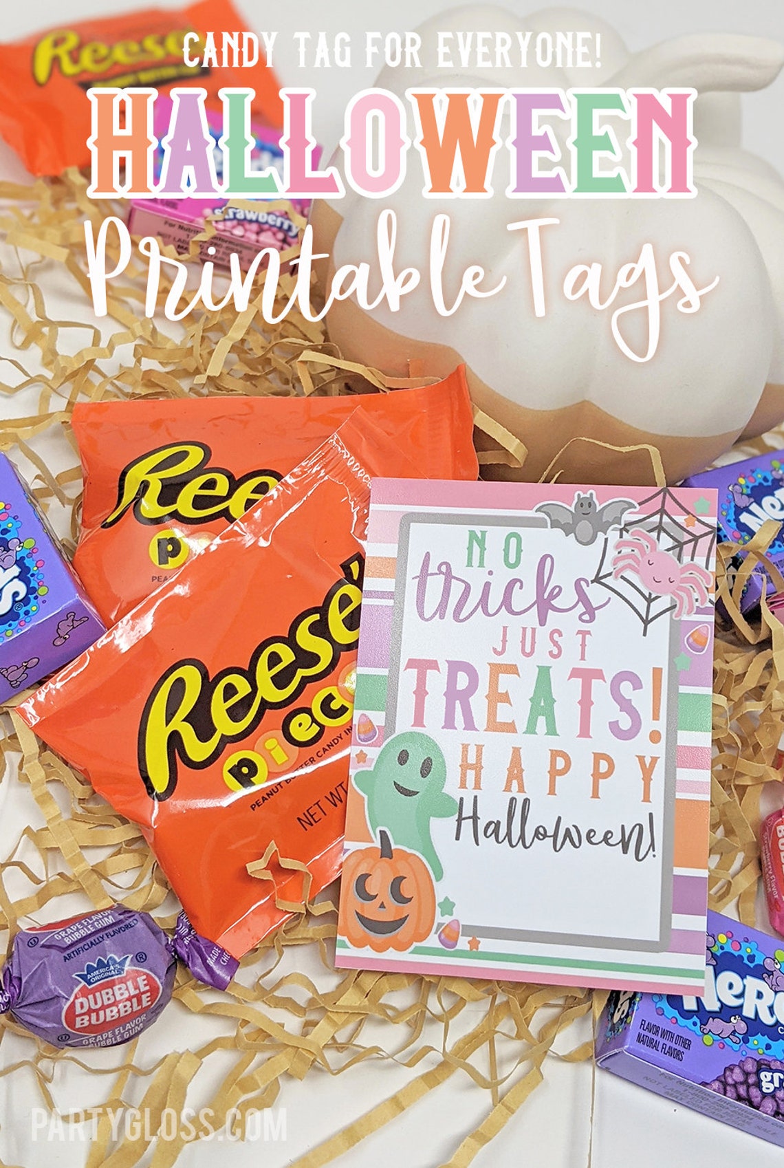 Halloween Printable Gift Tags, Trick or Treat Candy Tag Students Cute ...