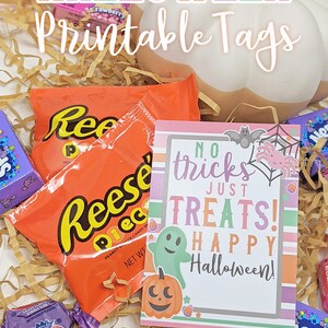 Halloween Printable Gift Tags, Trick or Treat Candy Tag Students Cute ...
