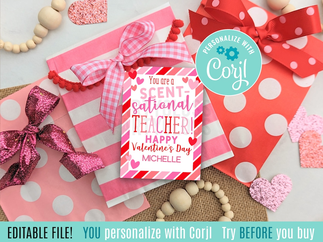 Editable Scentsational Teacher Valentine's Day Printable Tags Candle ...