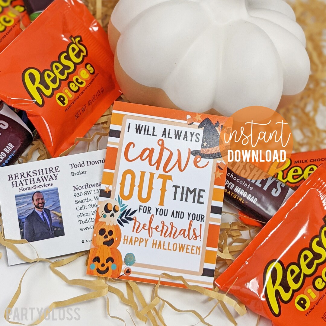 Halloween Referral Printable Gift Tags, Client Marketing Insurance Real ...