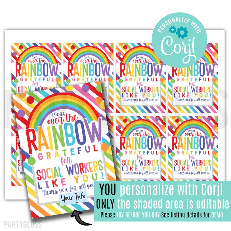 Editable Social Worker Appreciation Printable Gift Tags, Grateful for ...