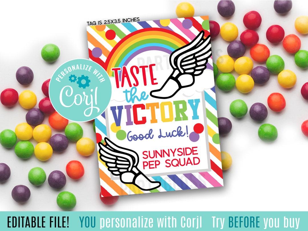 Editable Track and Field Taste the Victory Printable Gift Tags Good ...