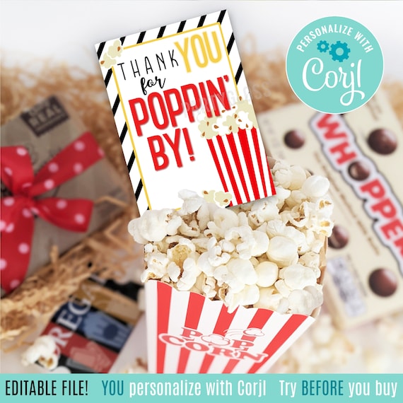 Editable Popcorn Appreciation Printable Tag Popcorn - Etsy