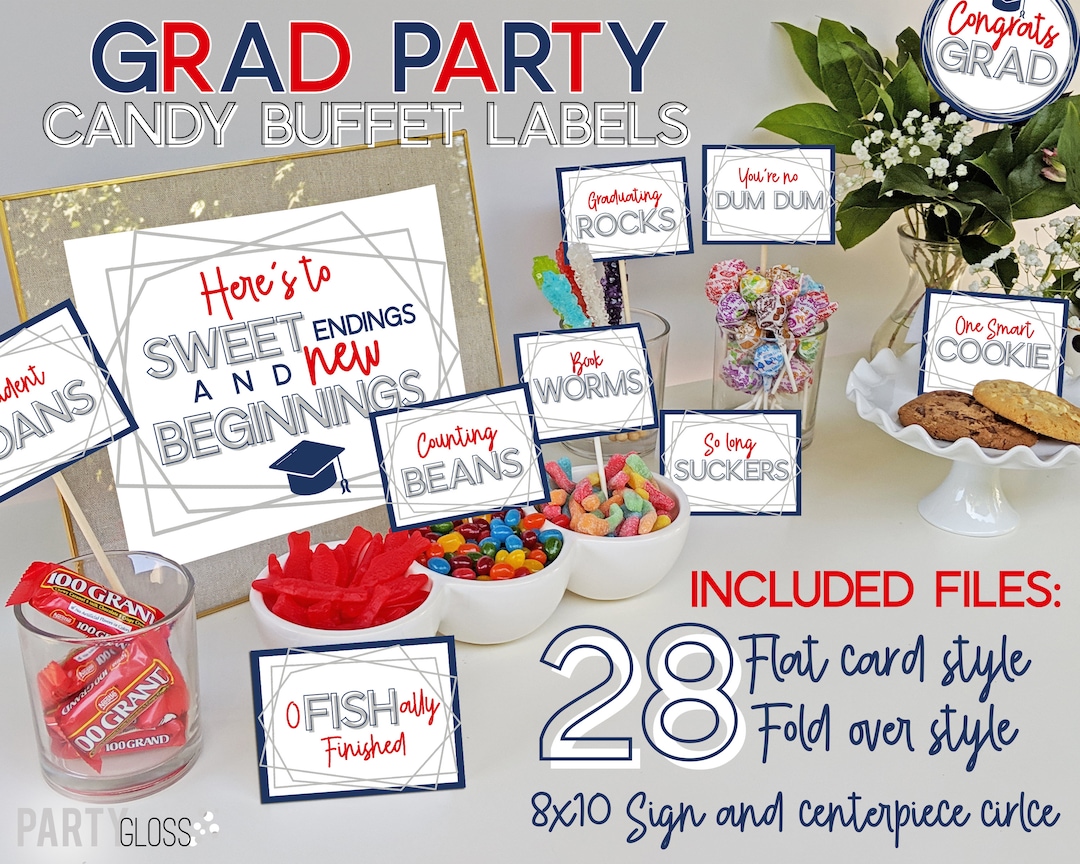Graduation Candy Buffet Labels | Candy Bar Labels | Grad Party ...
