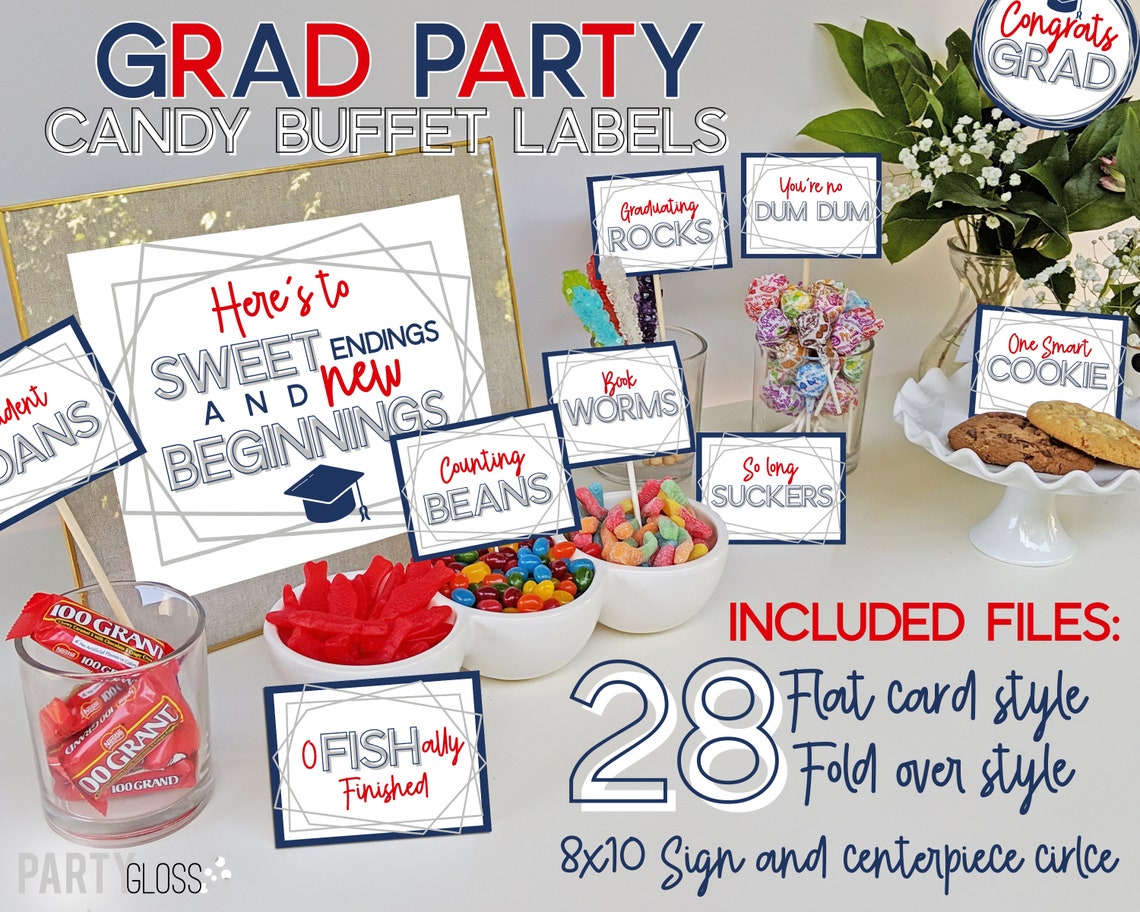 Graduation Candy Buffet Labels Candy Bar Labels Grad Party - Etsy