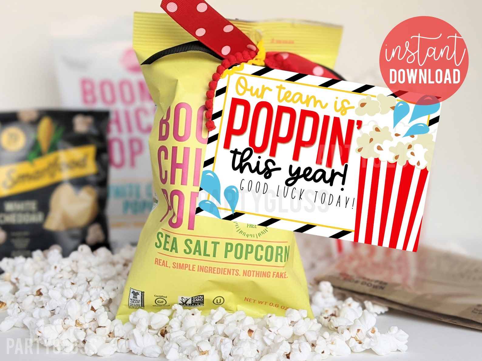 Popcorn Swim Team Good Luck Printable Gift Tags, Diving Swimming Water ...