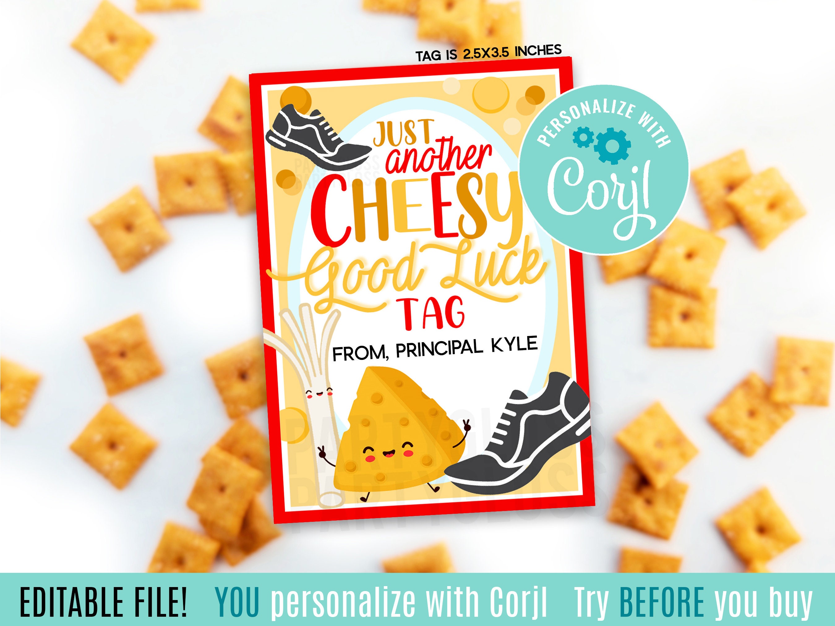 Editable Cross Country Cheesy Good Luck Printable Gift Tags Cheese ...