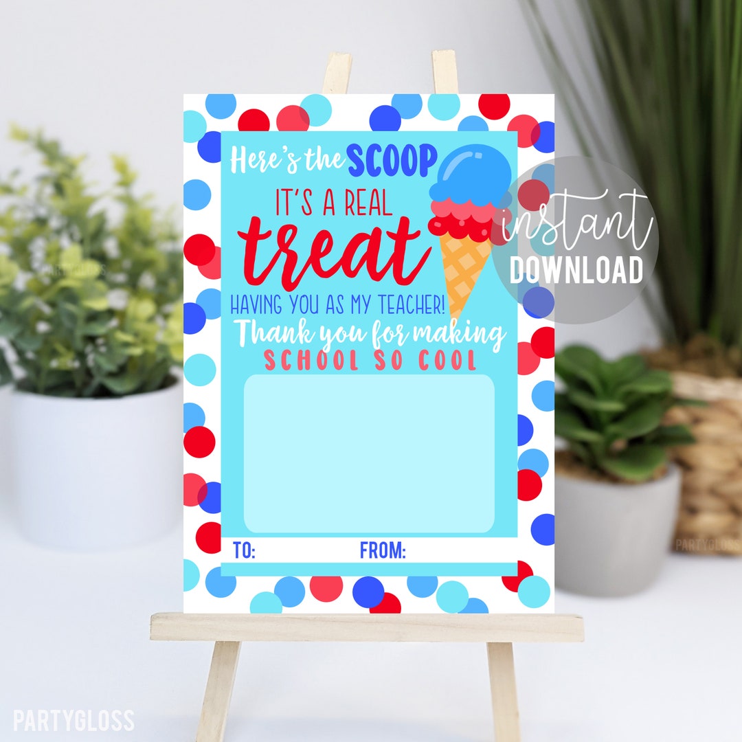 Teacher Appreciation Printable Gift Card Holder, Ice Cream School is ...