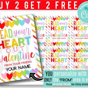 Editable Valentine's Day Read Your Heart Out Bookmark Printable Gift ...