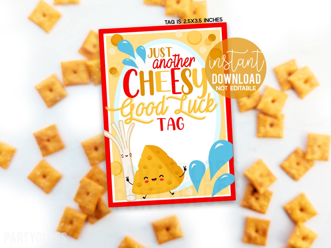 Swimming Cheesy Good Luck Printable Gift Tags, Cheese Crackers Bag ...