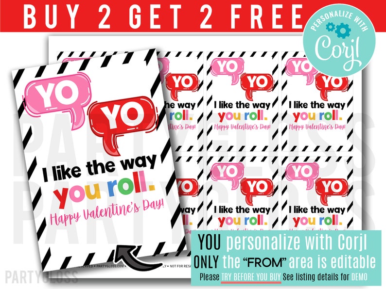 Editable Yo Yo Valentine's Day Printable Tags, Non Food, the Way You ...