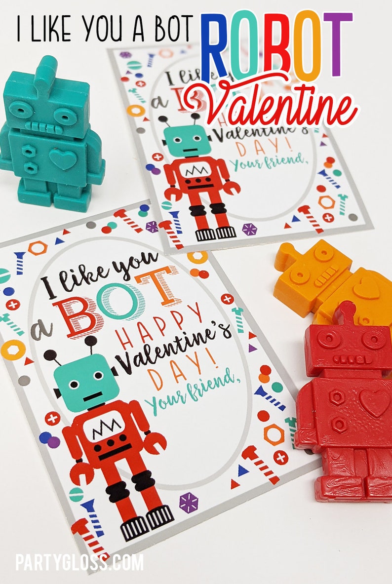 Robot Valentine&#039;s Day Printable Tags Like You A Bot - Etsy