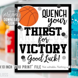 Black Basketball Good Luck Printable Tags, Quench Your Thirst for ...