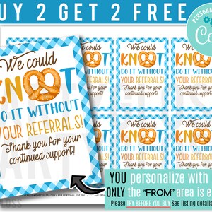 Editable Pretzel Referral Appreciation Printable Pretzel Gift Tags, We ...