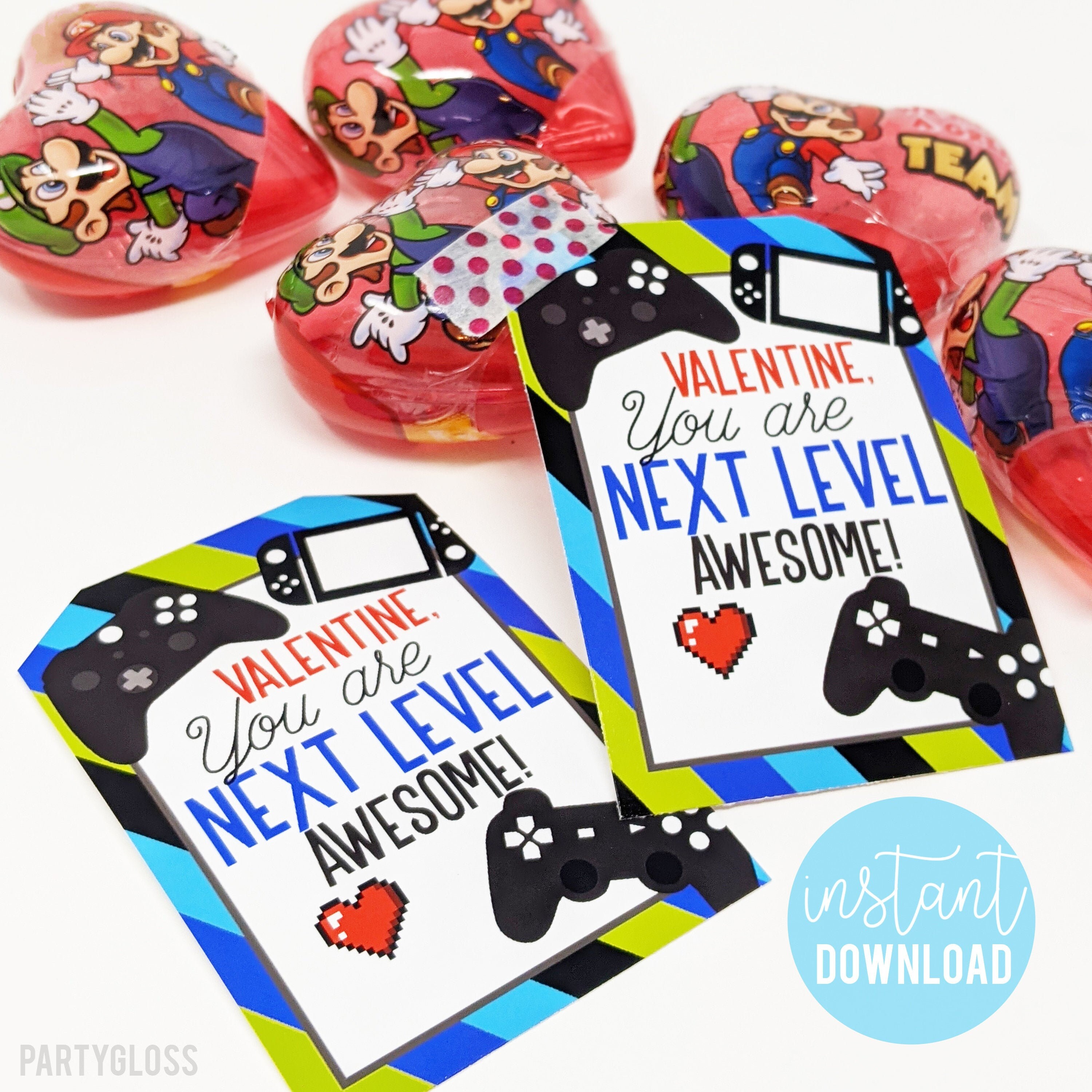 Video Game Valentine's Day Printable Tag Gamer Valentine | Etsy