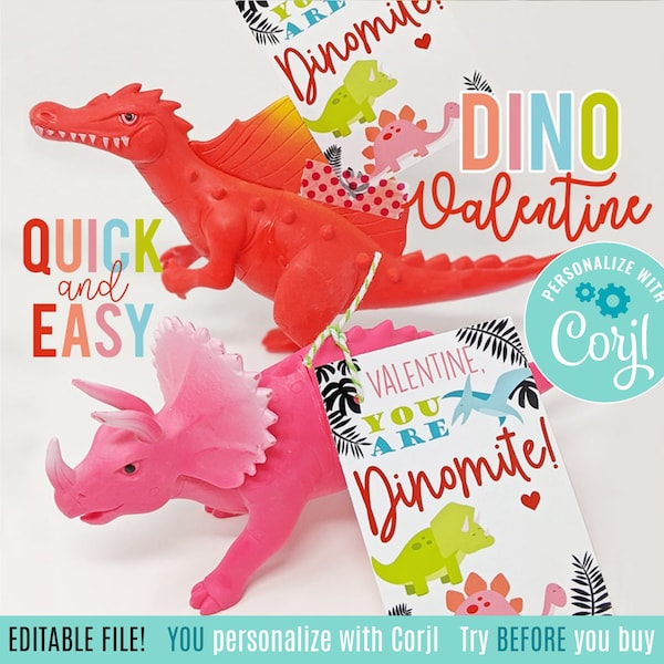Dinosaur Valentine Printable - Etsy