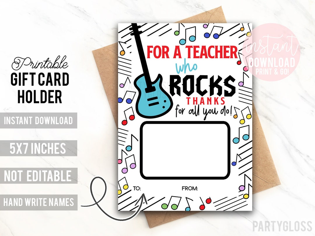 Music Teacher Appreciation Printable Gift Card Holder for A Teacher Who ...