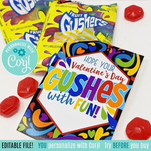 Editable Valentine's Day Printable Tags Fruit Snack Valentine Gushes ...