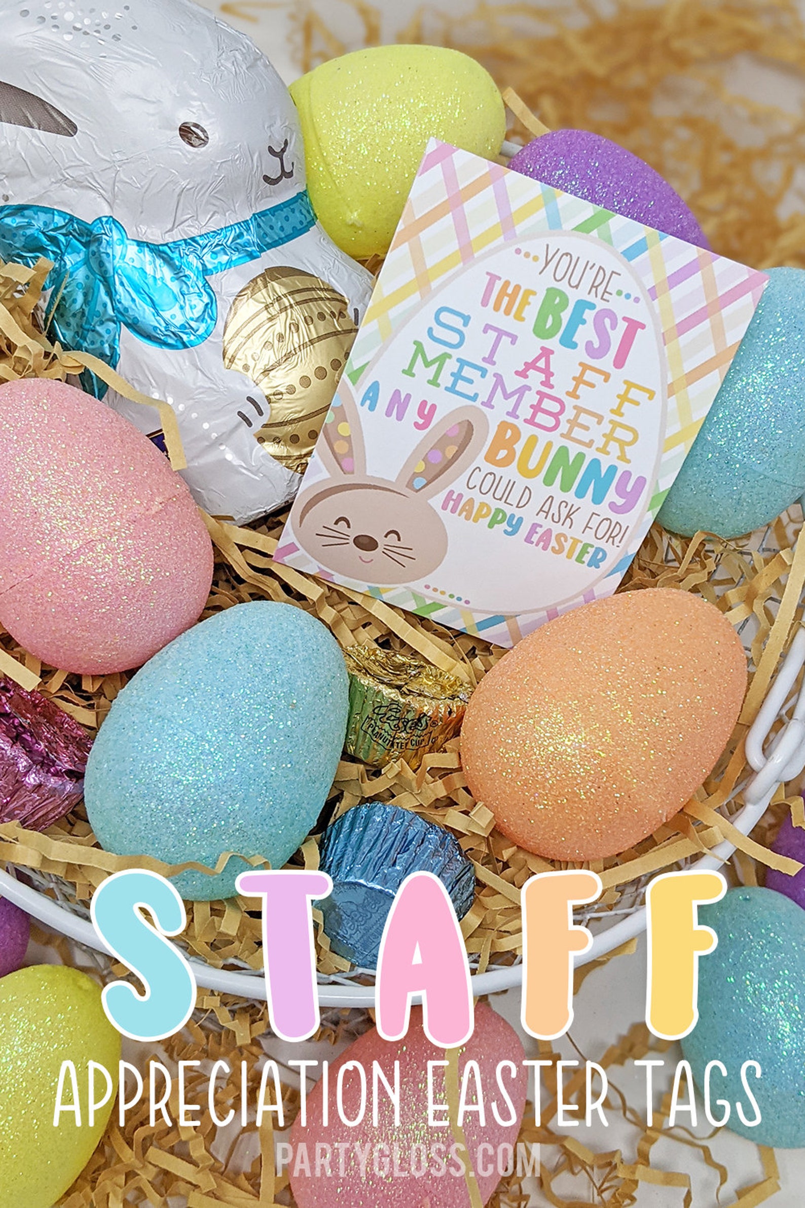 Bunny Printable Tags Happy Easter Tag Staff Member - Etsy