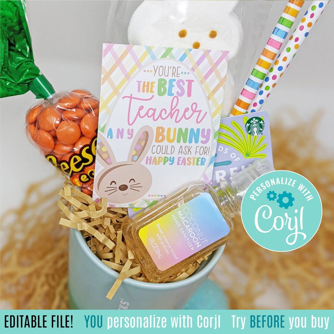 Editable Teacher Appreciation Bunny Printable Tags, Happy Spring Gift ...
