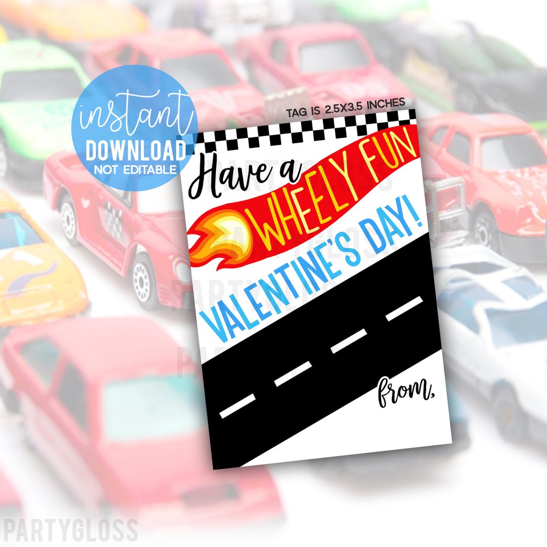 Wheels Car Valentine's Day Printable Tags Valentine Friendship Day, Non ...