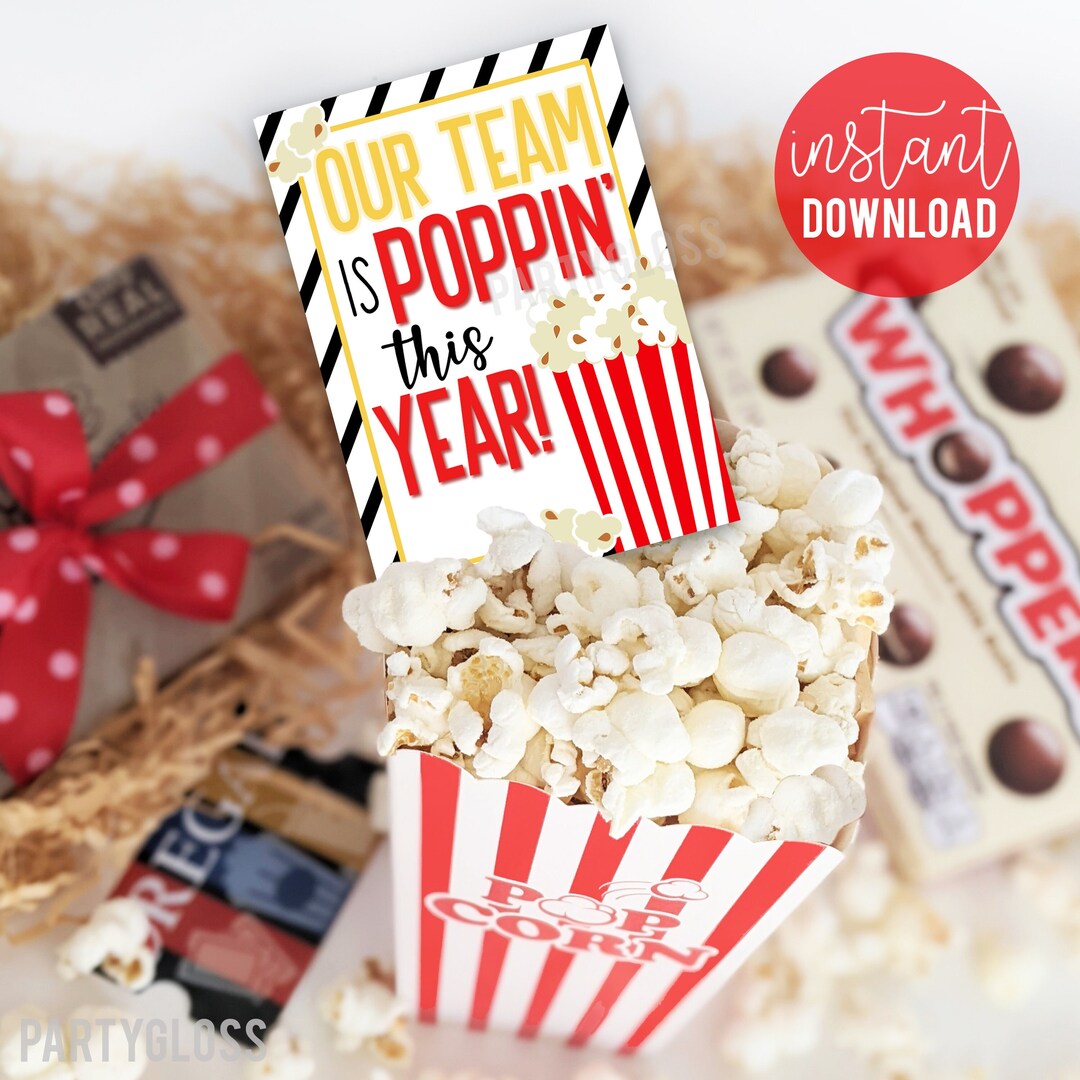 Our Team is Poppin' Printable Popcorn Gift Tags, Team Appreciation Tag ...