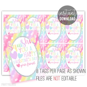 Squishy Toy Valentine's Day Printable Gift Tags Squisin' You Pastel ...