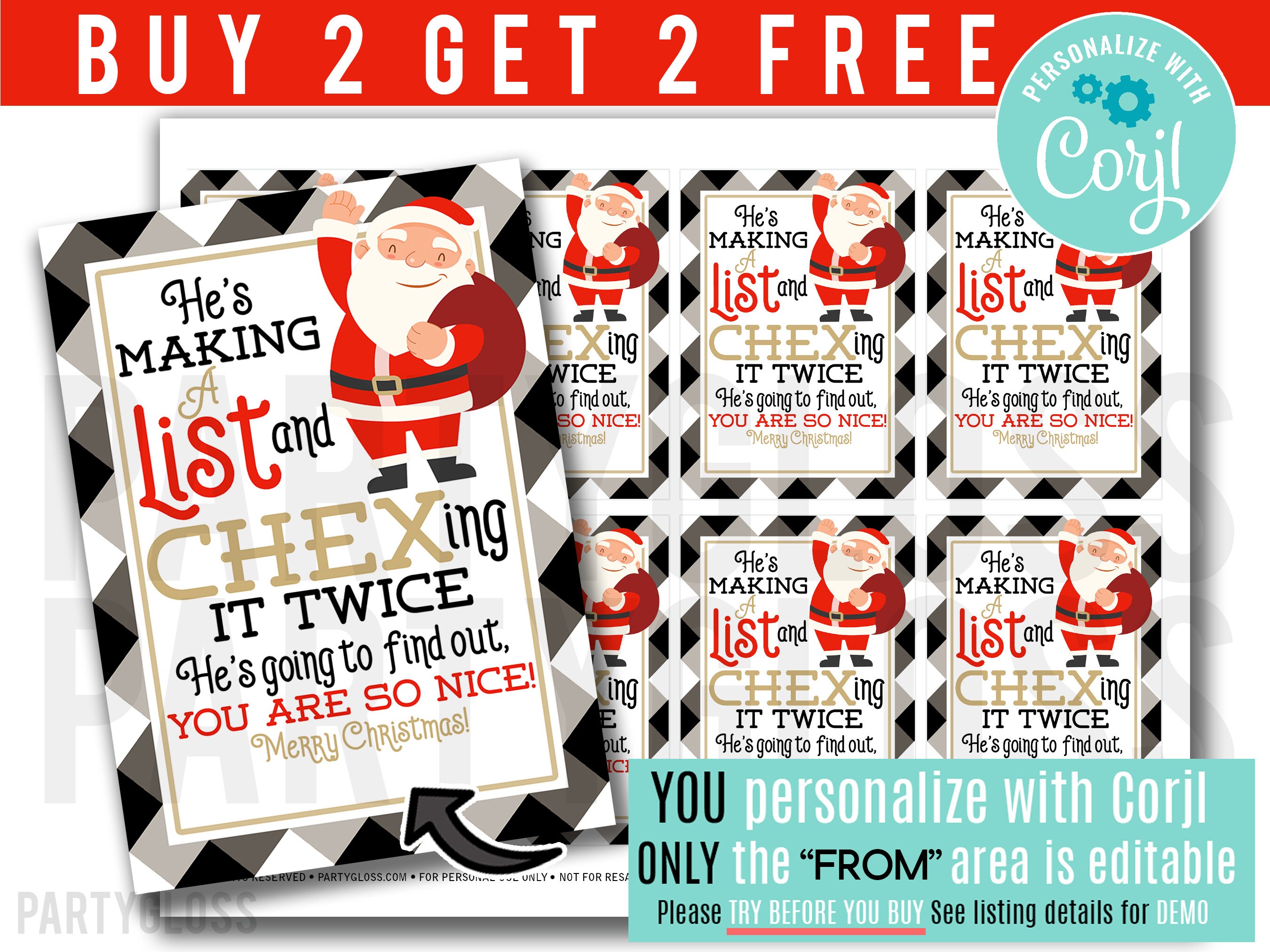 Editable Christmas Santa Making A List Checking It Twice Appreciation ...