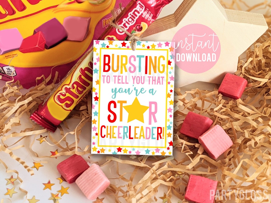 Cheer Star Printable Gift Tags, Bursting to Tell You're A Star Good ...