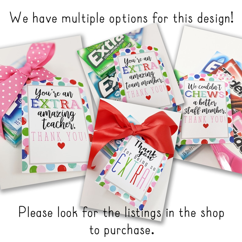 Teacher Appreciation Printable Tag Gum Tags Extra Tags - Etsy