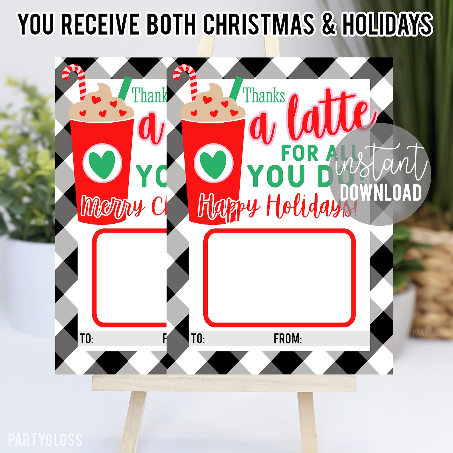 Christmas Coffee Printable Gift Card Holder, Thanks A Latte Teacher ...