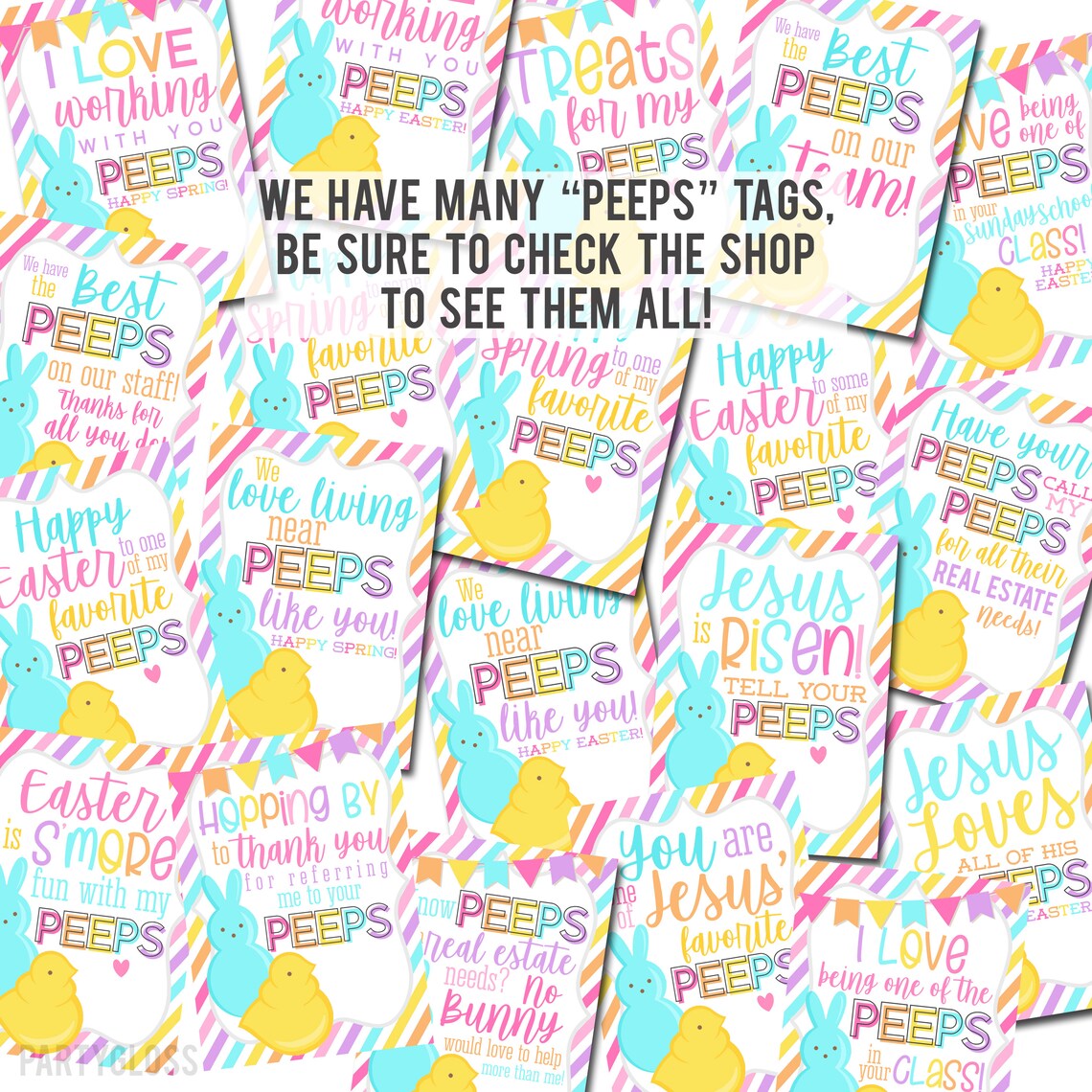 Easter Peeps Printable Tags Neighbor Gift Tag Spring | Etsy