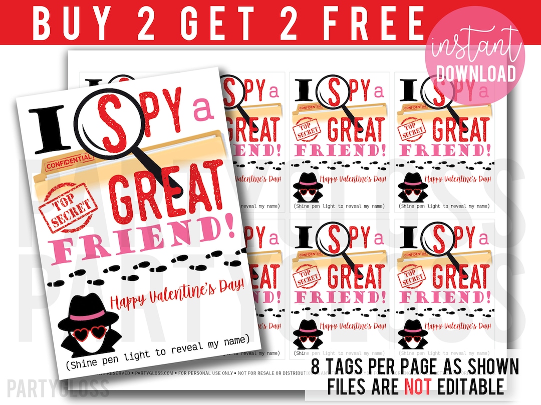 Invisible Ink Valentine's Day Printable Tags, Non-food, I Spy a Great ...