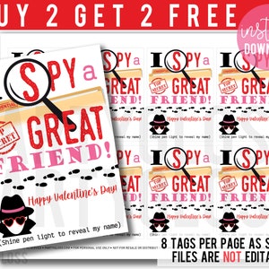 Invisible Ink Valentine's Day Printable Tags, Non-food, I Spy a Great ...