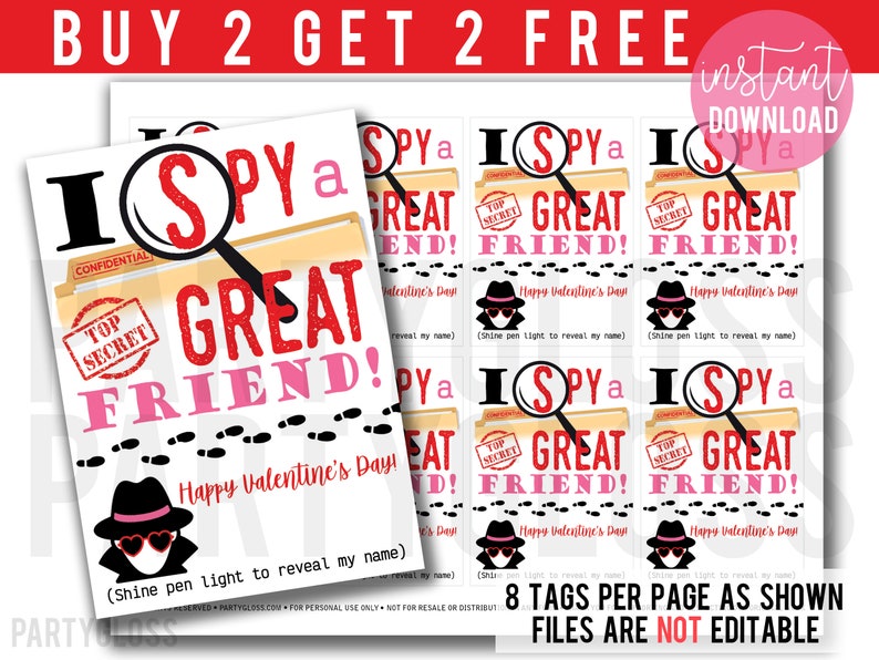 Invisible Ink Valentine's Day Printable Tags Non-food I - Etsy