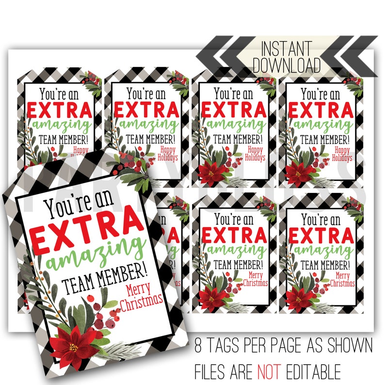 Extra Amazing Team Member Printable Tag | Christmas Holiday Tag | Extra ...