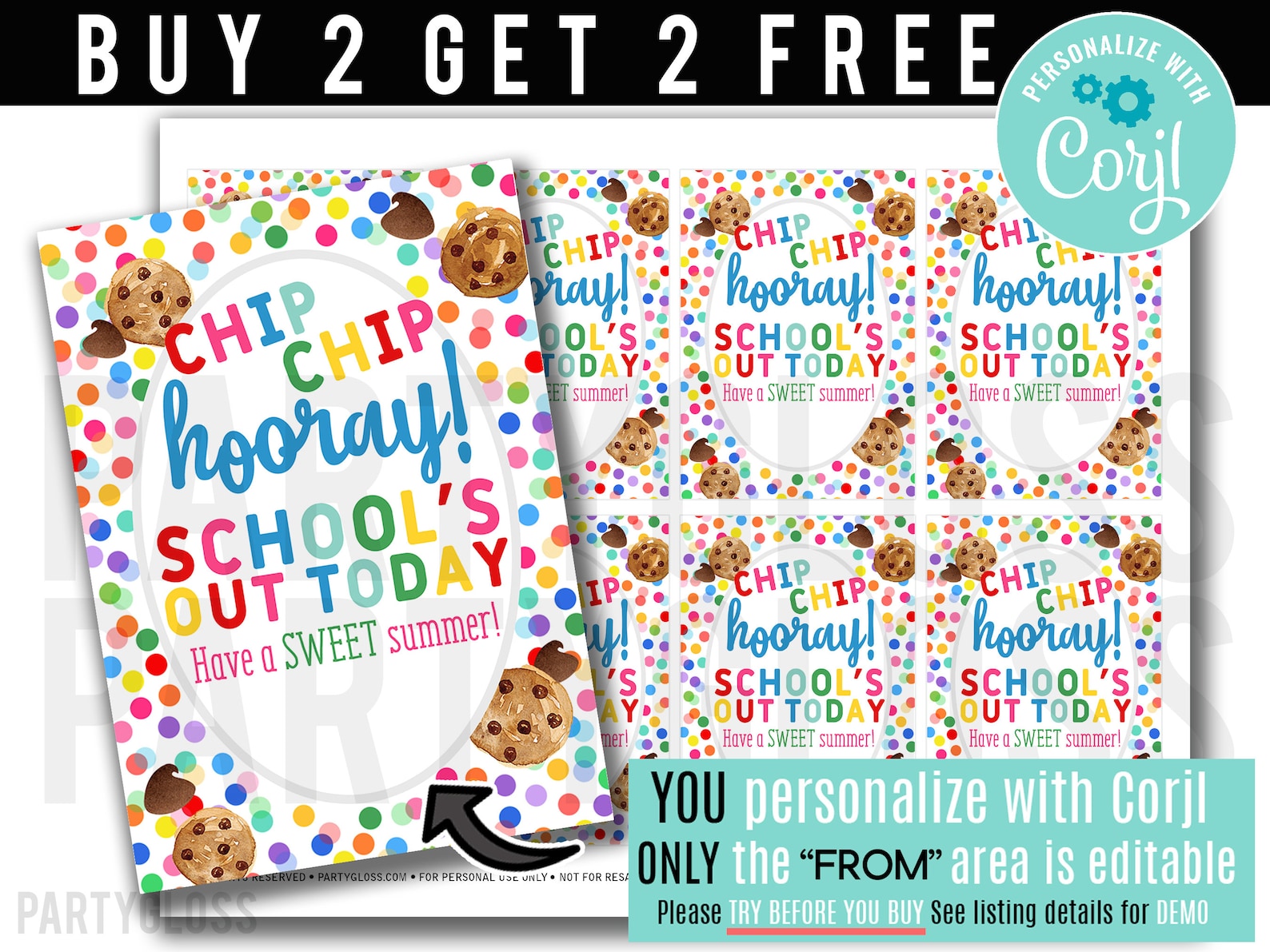 Editable Cookie Chip Chip Hooray Cookie End of Year Appreciation ...
